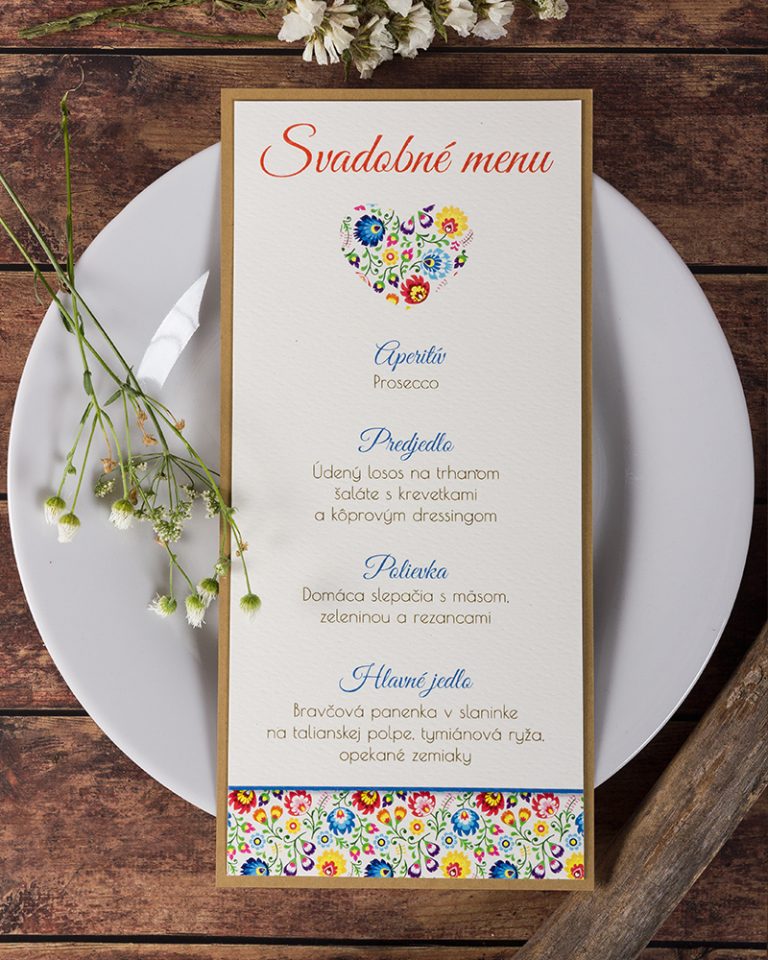 Svadobné menu s ľudovým motívom - Ľudový vzor 01 - oznamimto.sk